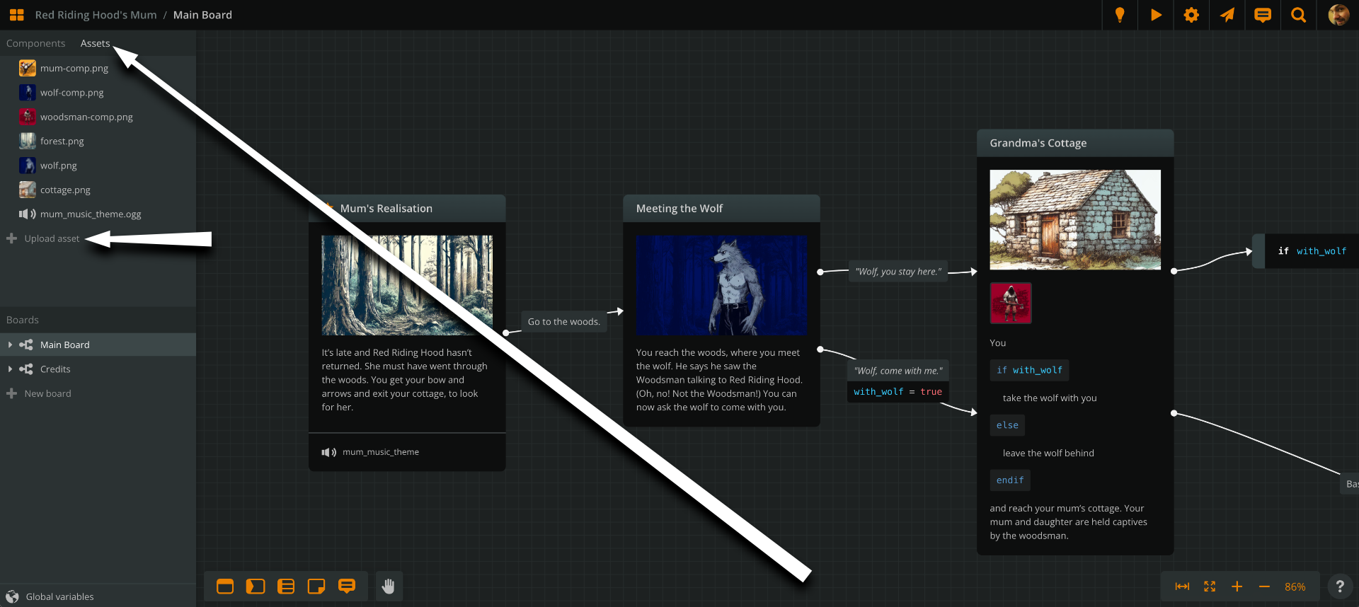 Write your interactive story in Arcweave